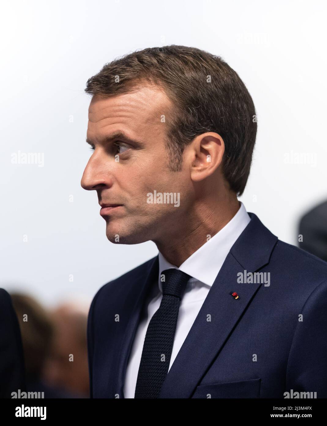 French President Emmanuel Macron is seen during the NATO military ...