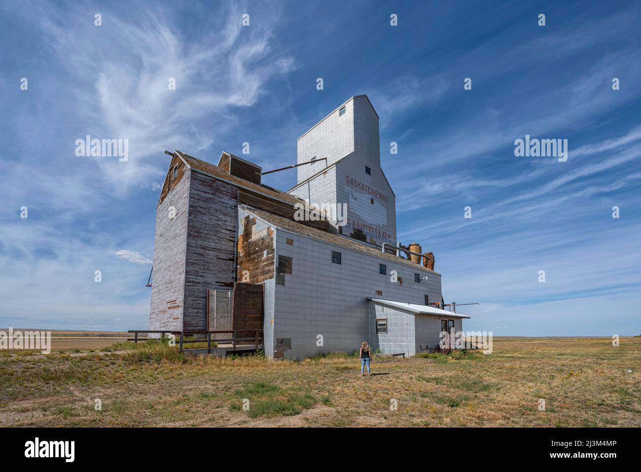 Abandoned grain elevator in the ghost town called Sanctuary in rural ...