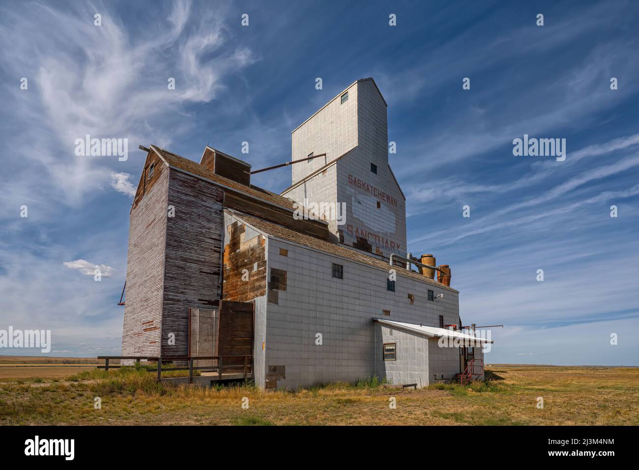 Abandoned grain elevator in the ghost town called Sanctuary in rural ...