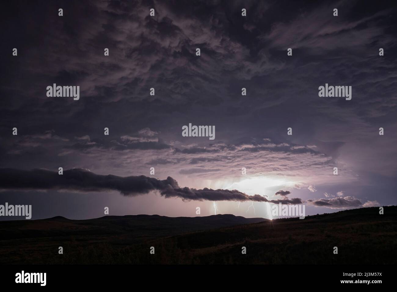 Lightning strikes from a passing supercell thunderstorm in Saskatchewan ...