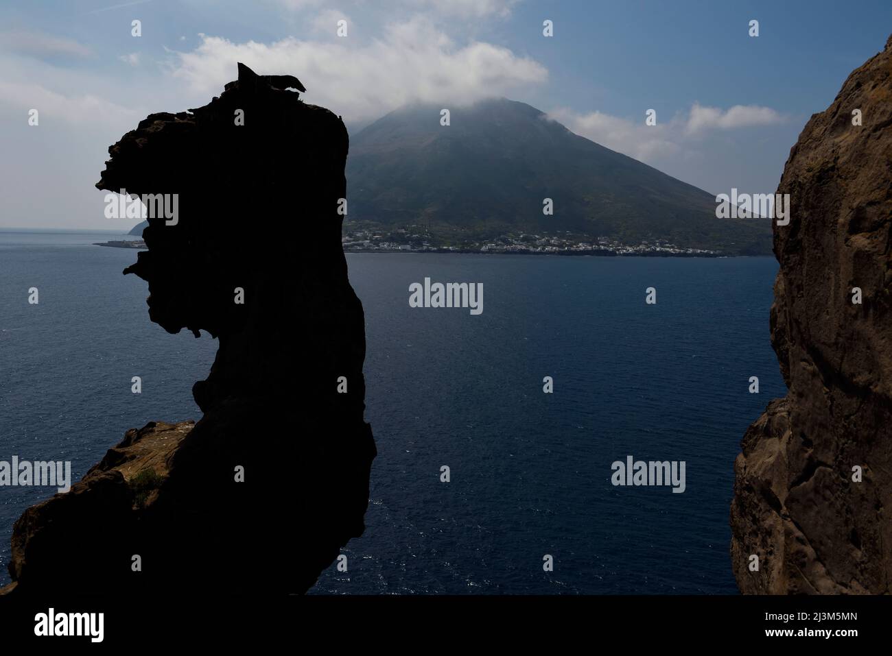 A view of Stromboli Island from Strombolicchio Island.; Stromboli ...