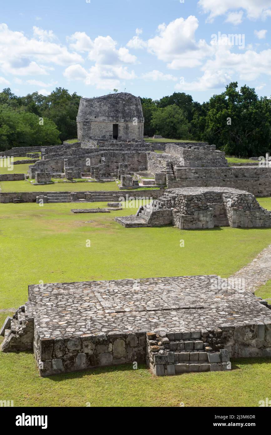 Temple of Kukulcan (background), Mayan Ruins, Mayapan Archaeological ...