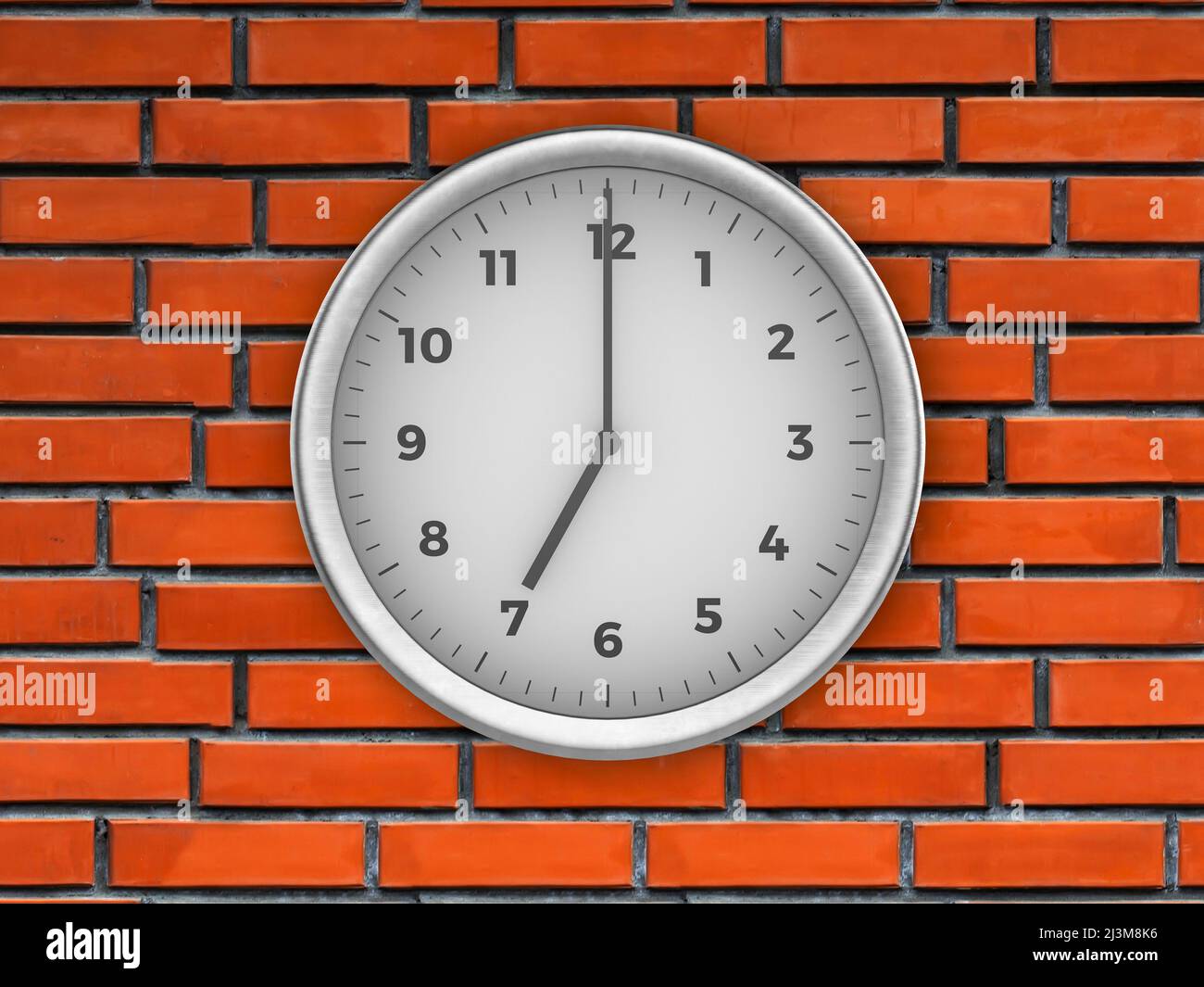Classic clock on brick wall. 3d illustration Stock Photo - Alamy