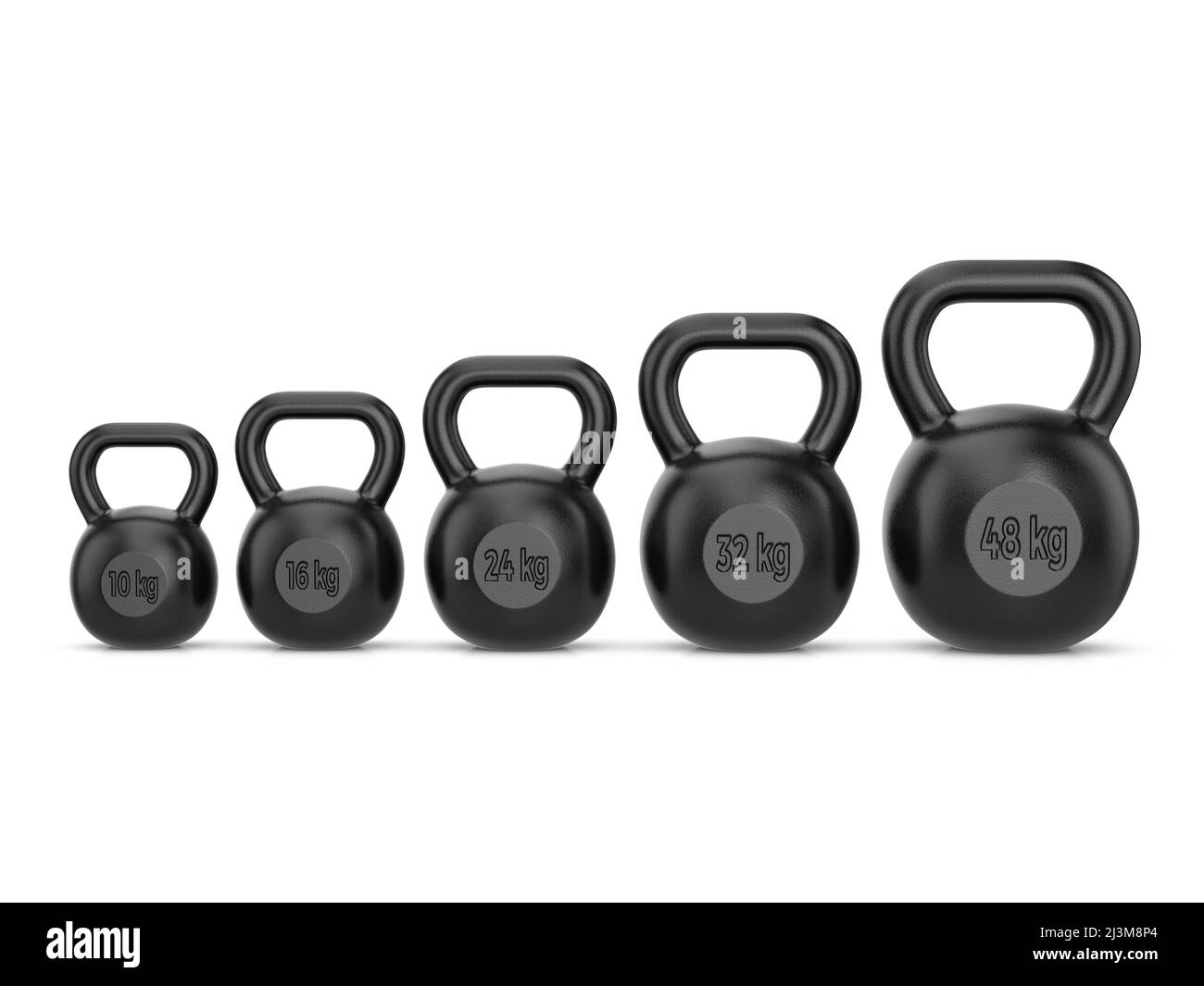 Kettlebells set on a white background. 3d illustration Stock Photo - Alamy