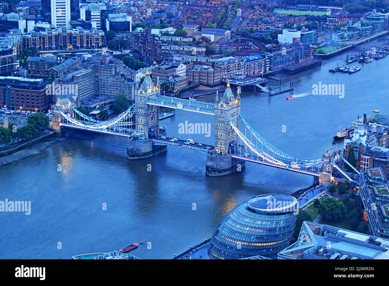 London skyline on rainy summer evening seen from the Shard viewing ...