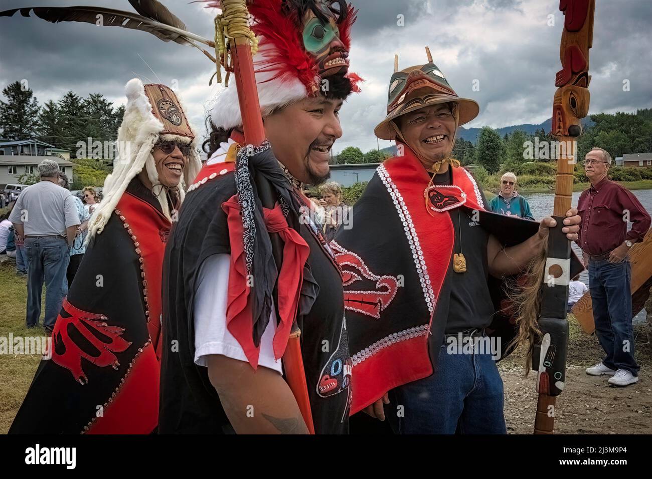 Dressed in colorful traditional clothing, Tlingit tribe leaders ...