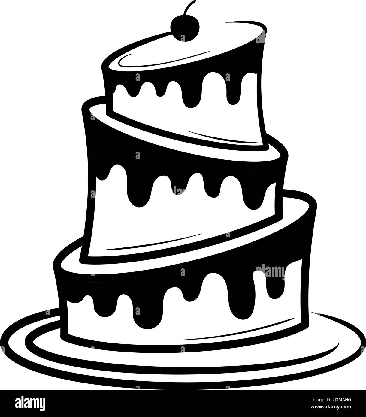 Birthday cake line art illustration icon design template vector Stock ...