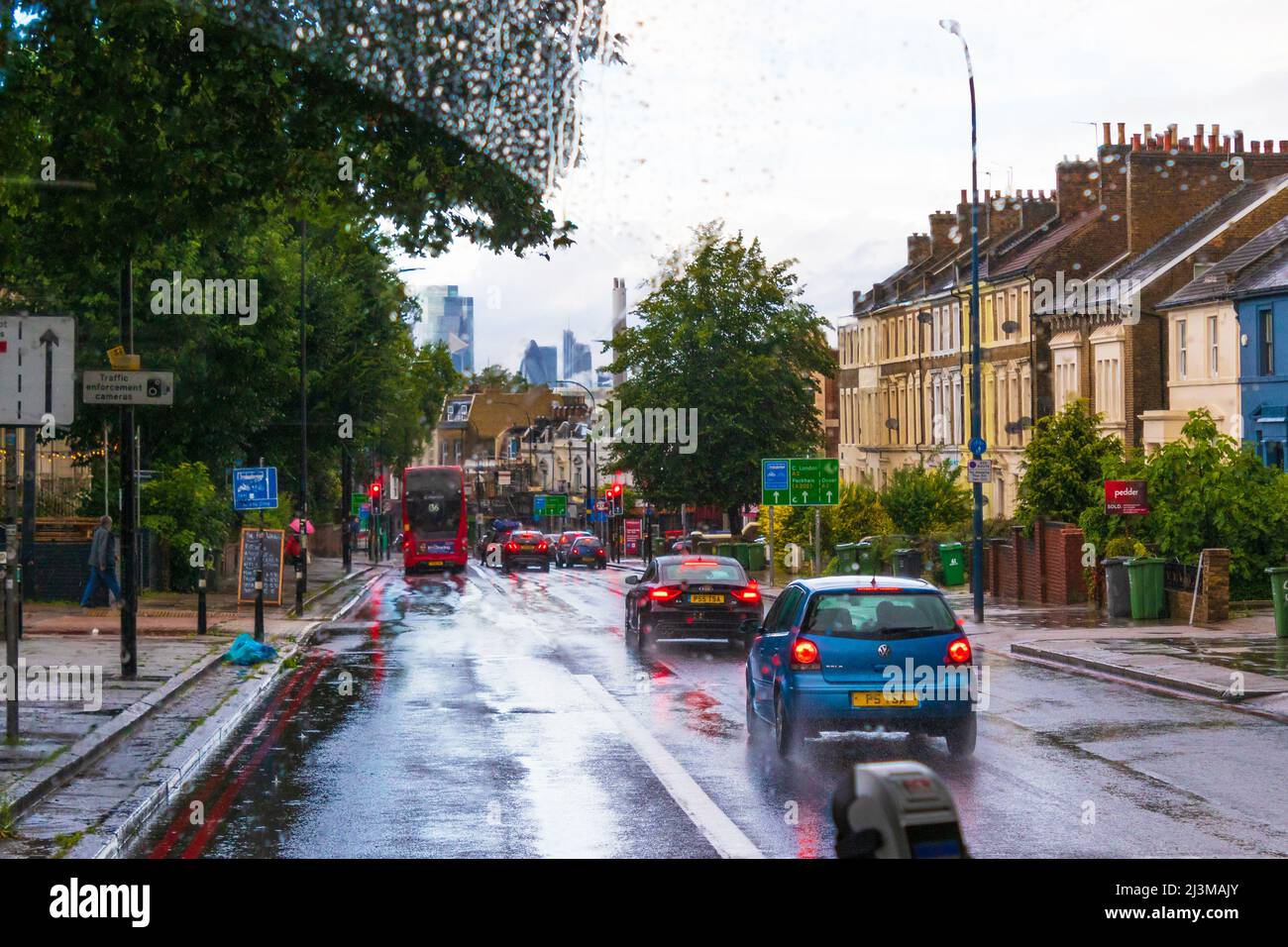 View from Lewisham way A20 on rainy summer day. Lewisham is a London ...