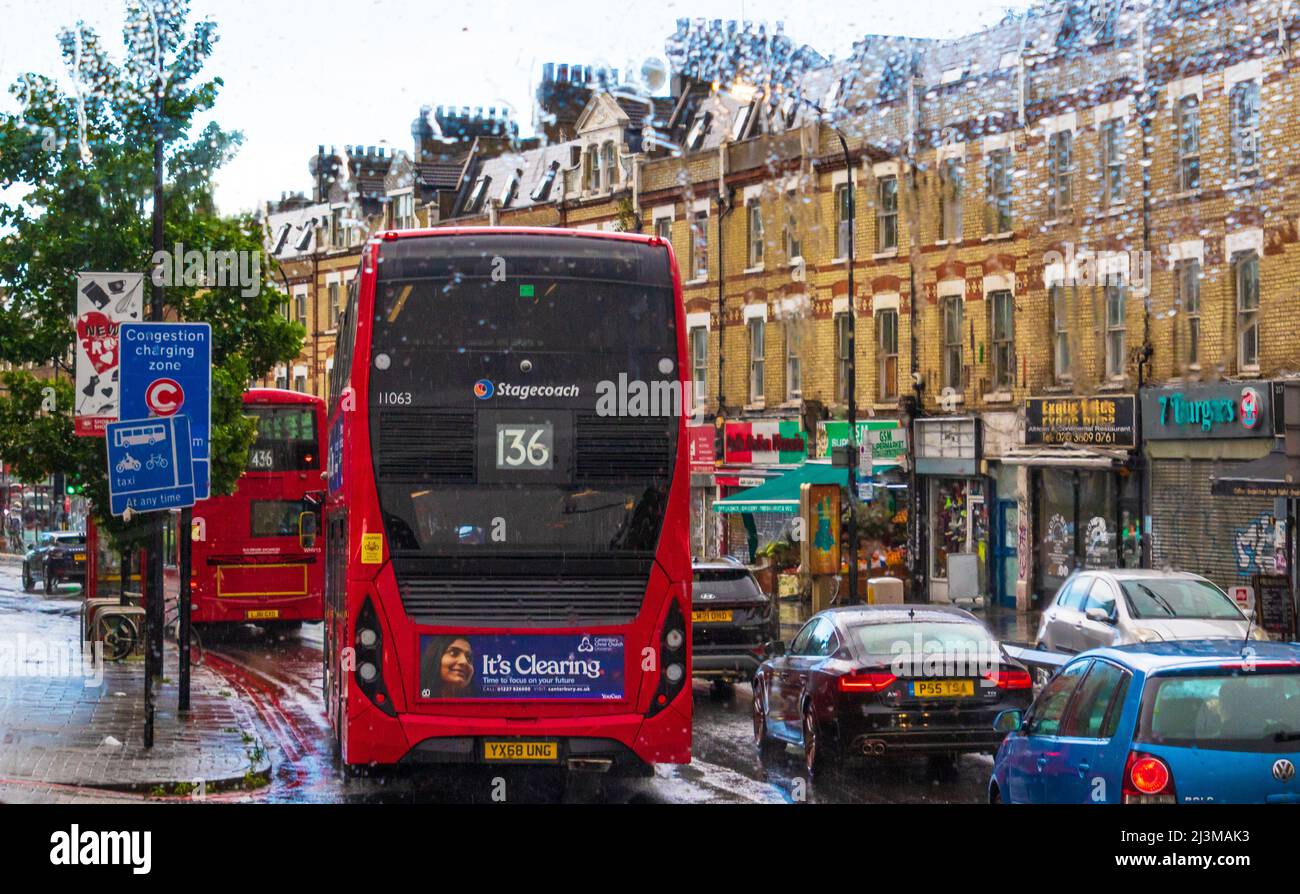 View from Lewisham way A20 on rainy summer day. Lewisham is a London ...