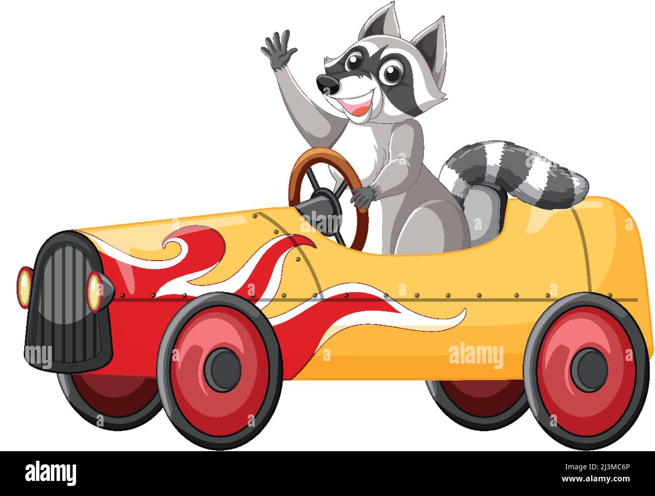 Raccoon driving car cartoon character illustration Stock Vector Image ...