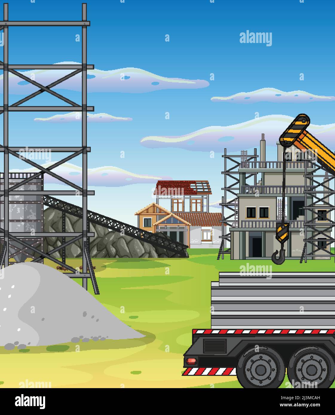 Scene of building construction site illustration Stock Vector Image ...