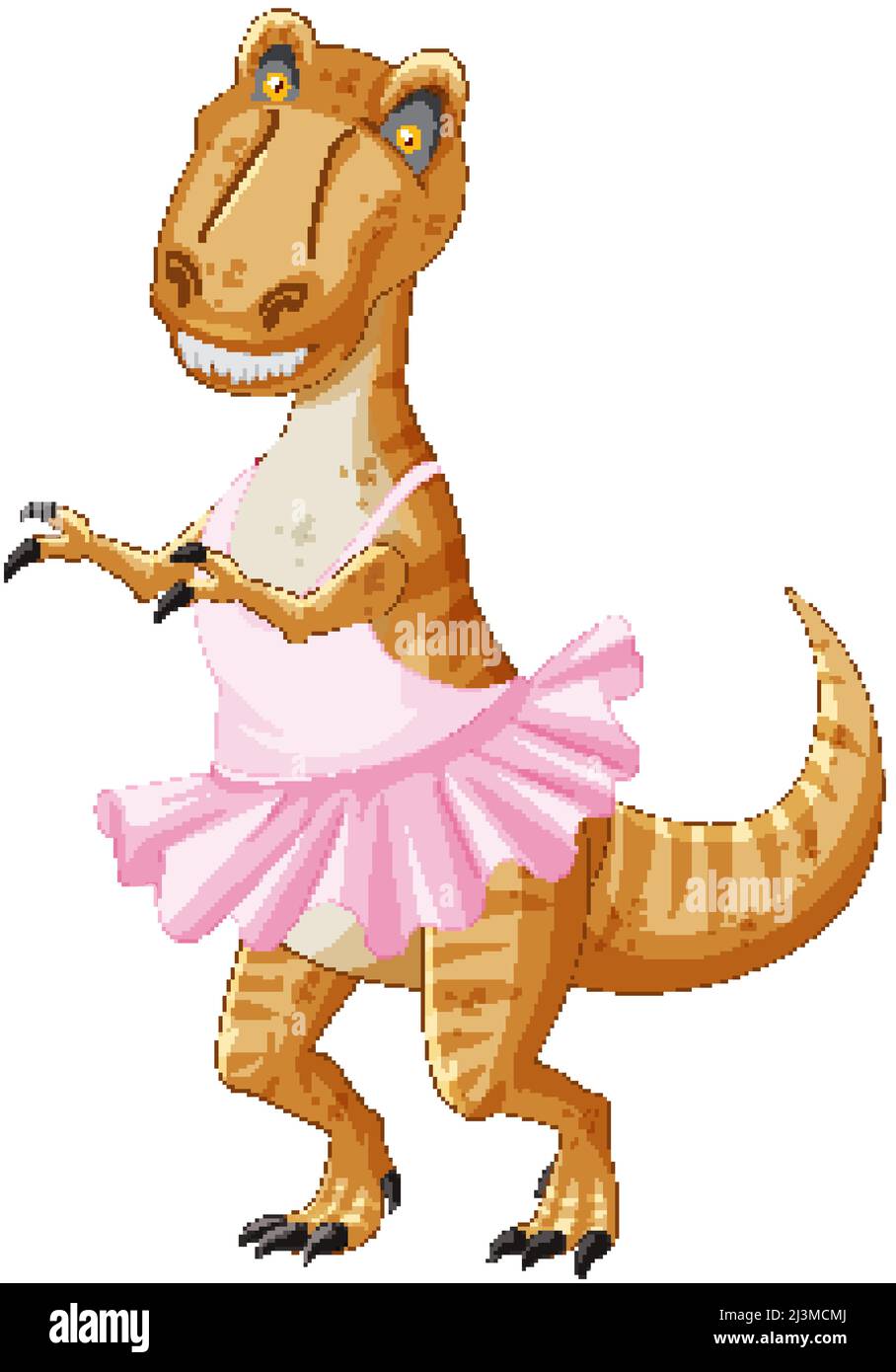 Tyrannosaurus rex dinosaur dancing ballet in cartoon style illustration ...