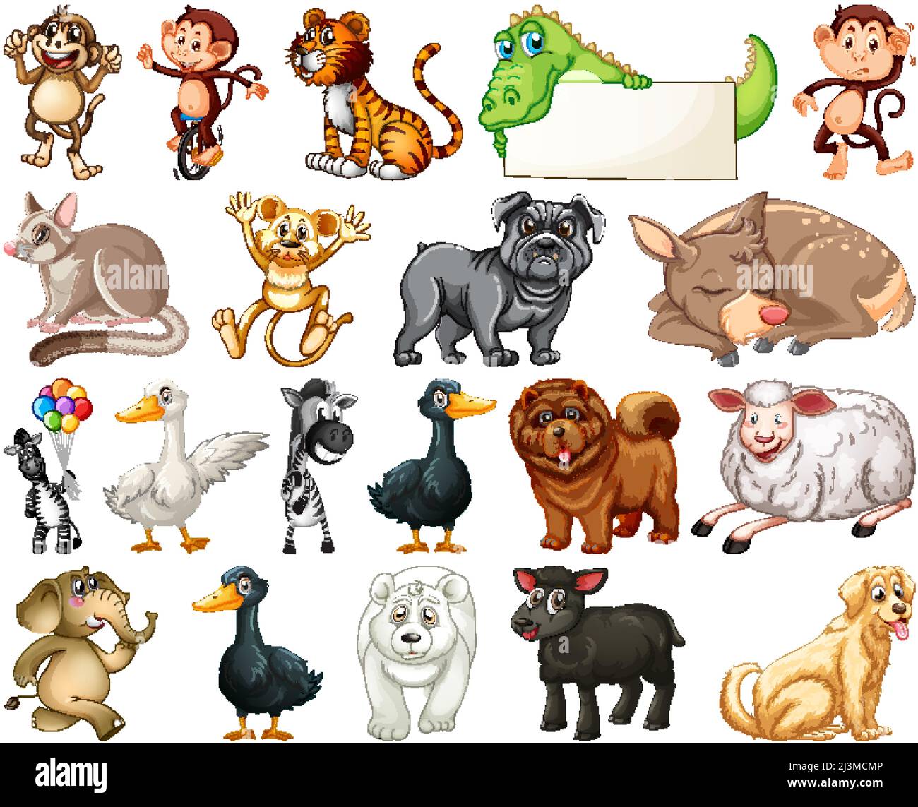 Set of animal cartoon character illustration Stock Vector Image & Art ...