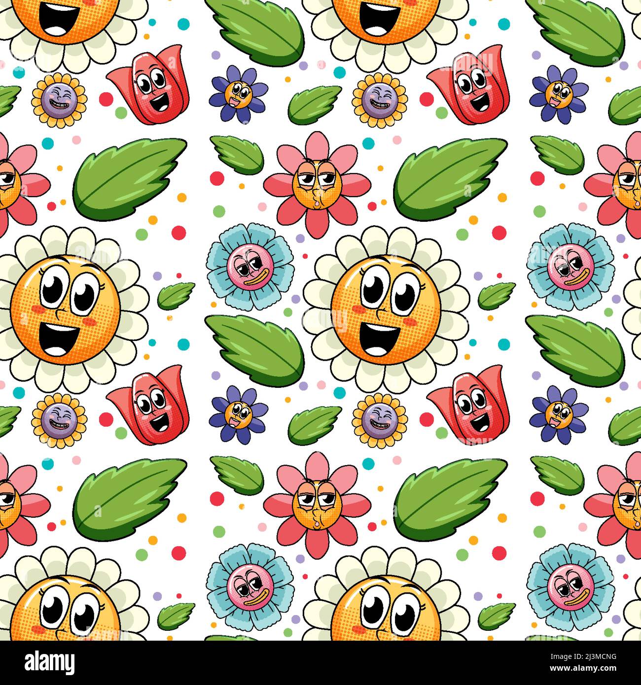 Seamless background with colorful flowers illustration Stock Vector ...