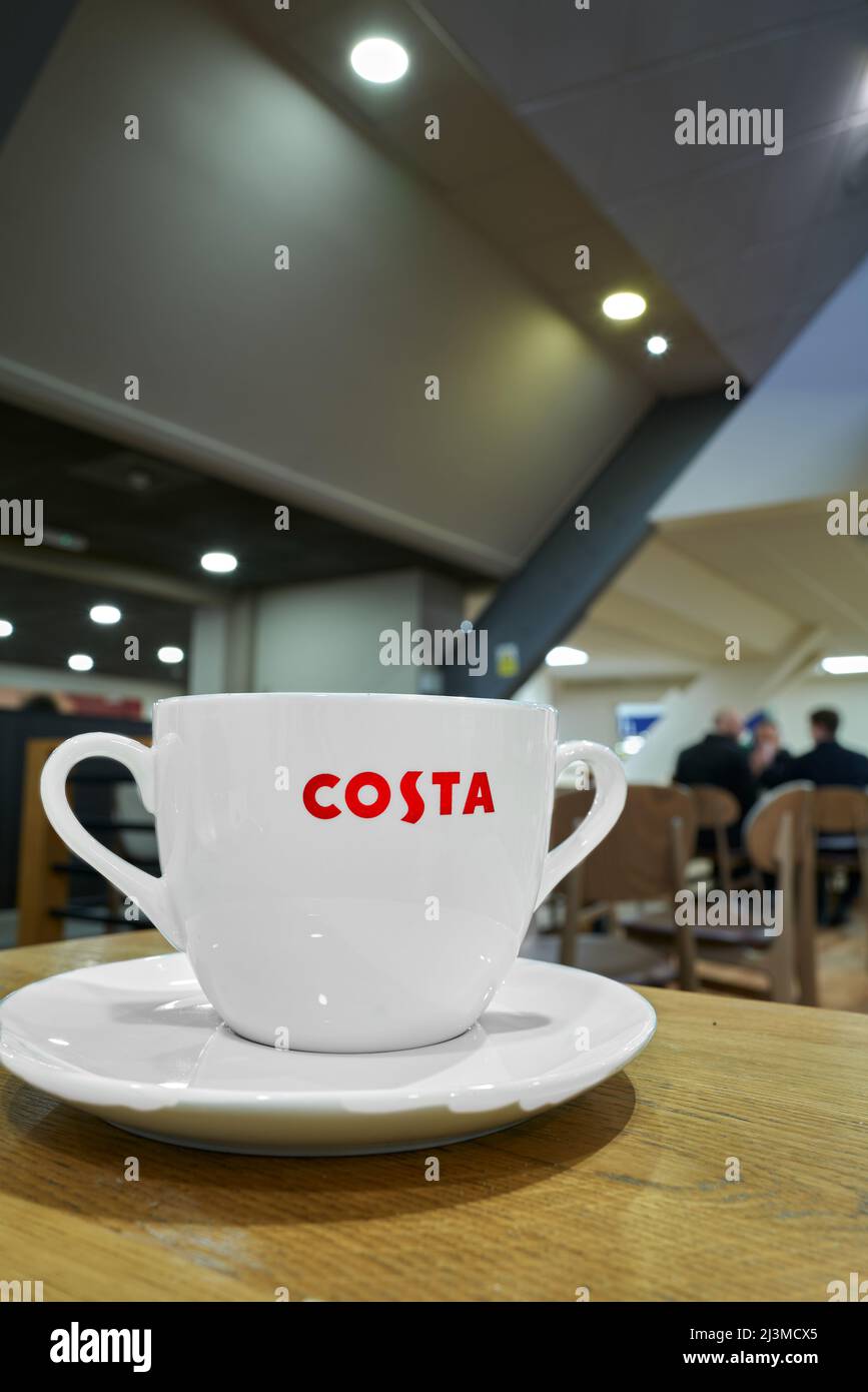 Cuip of Costa coffee on a table during a coffee break at a service ...
