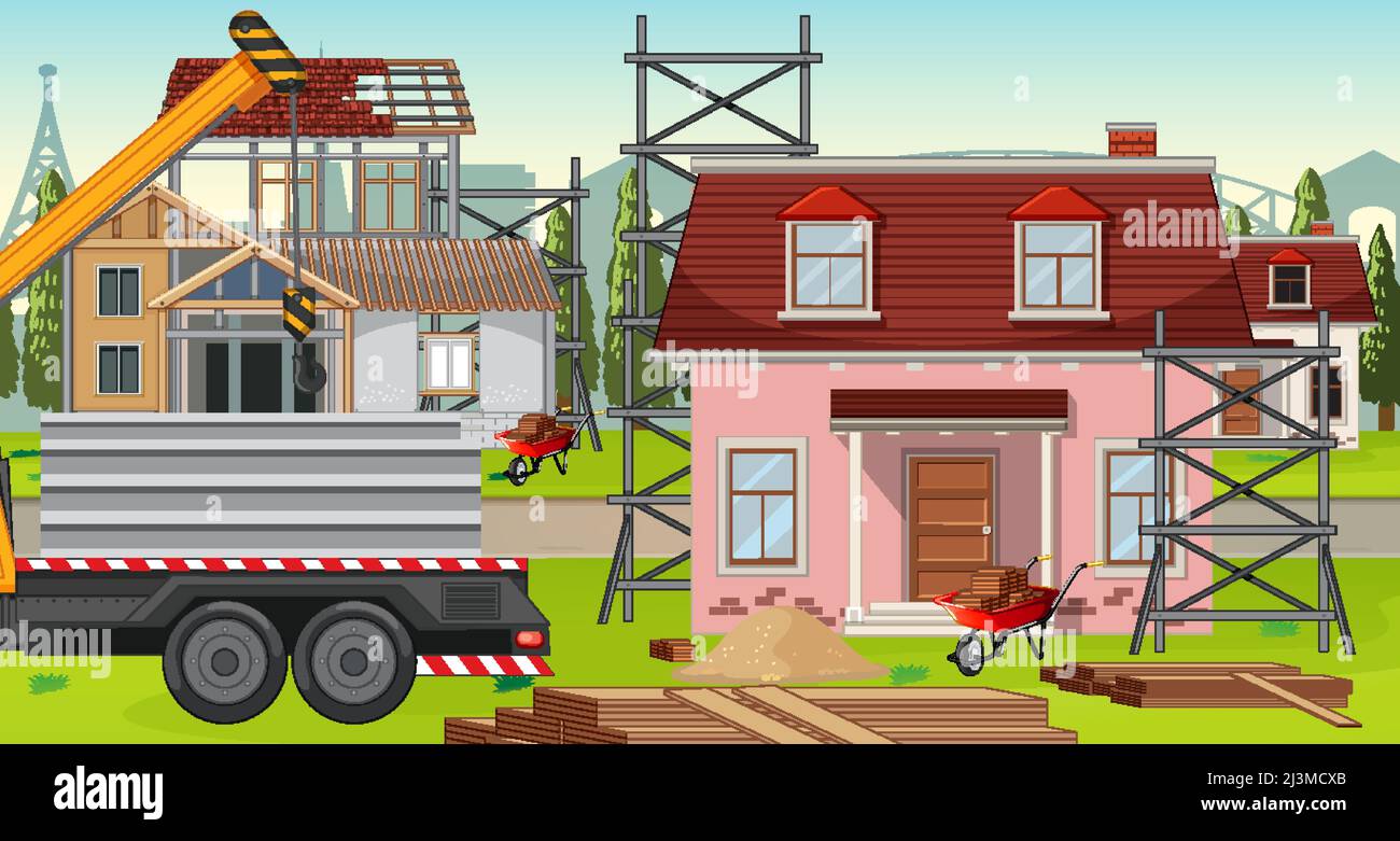 Building construction site scene illustration Stock Vector Image & Art ...