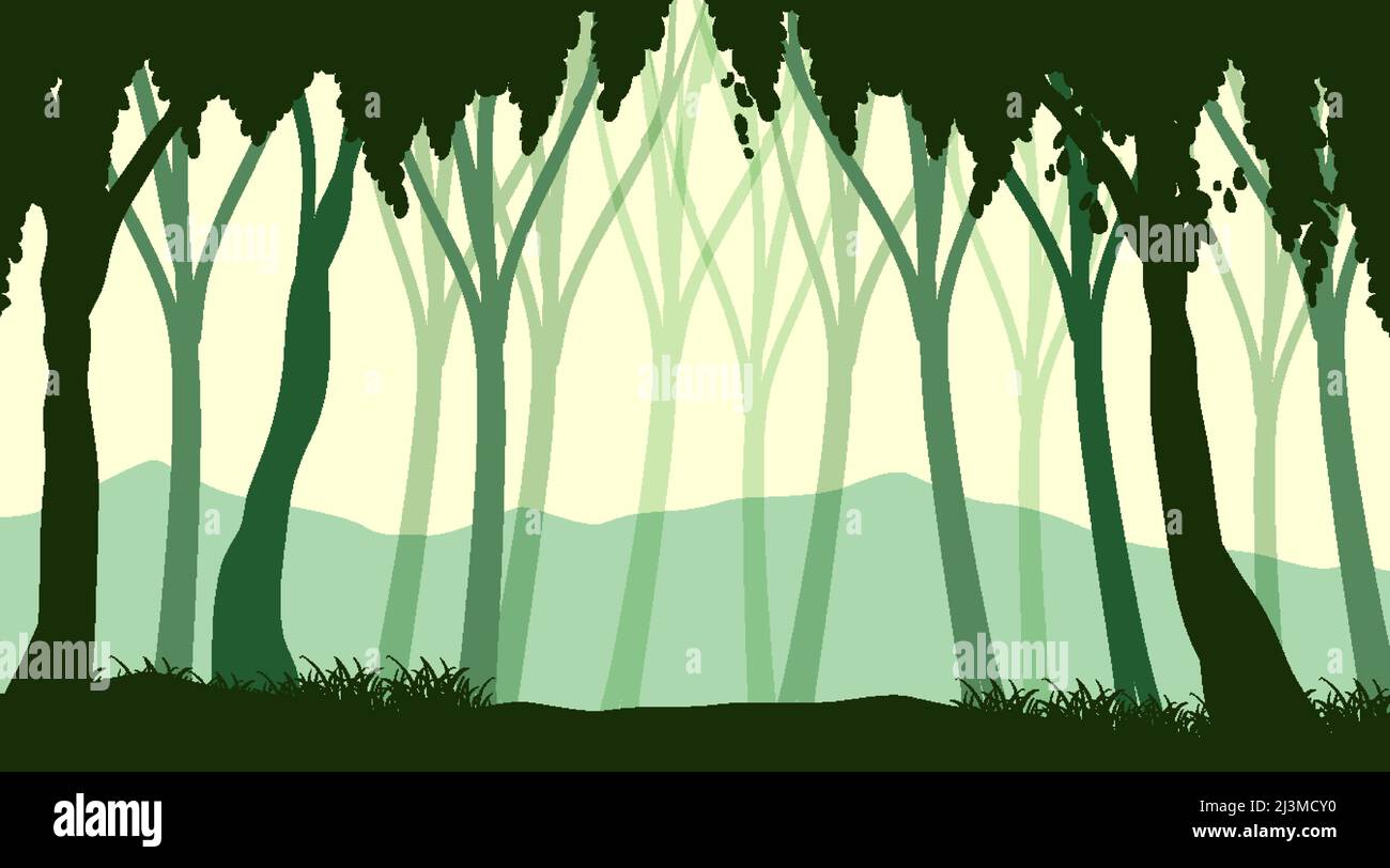 Silhouette shadow of forest scene illustration Stock Vector Image & Art ...