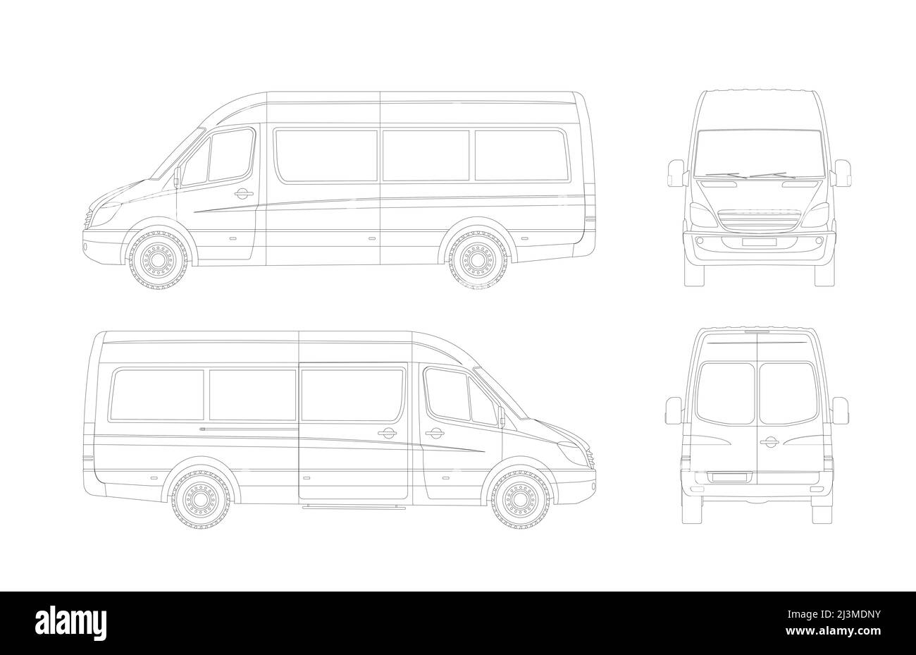 Mini bus sketch Black and White Stock Photos & Images - Alamy