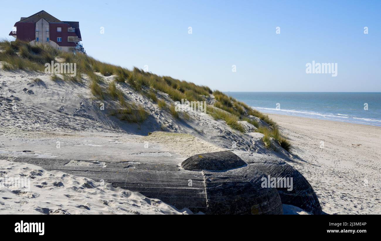 German WWII blockhaus, remains of the Atlantic Wall, Bray-Dunes, Nord ...