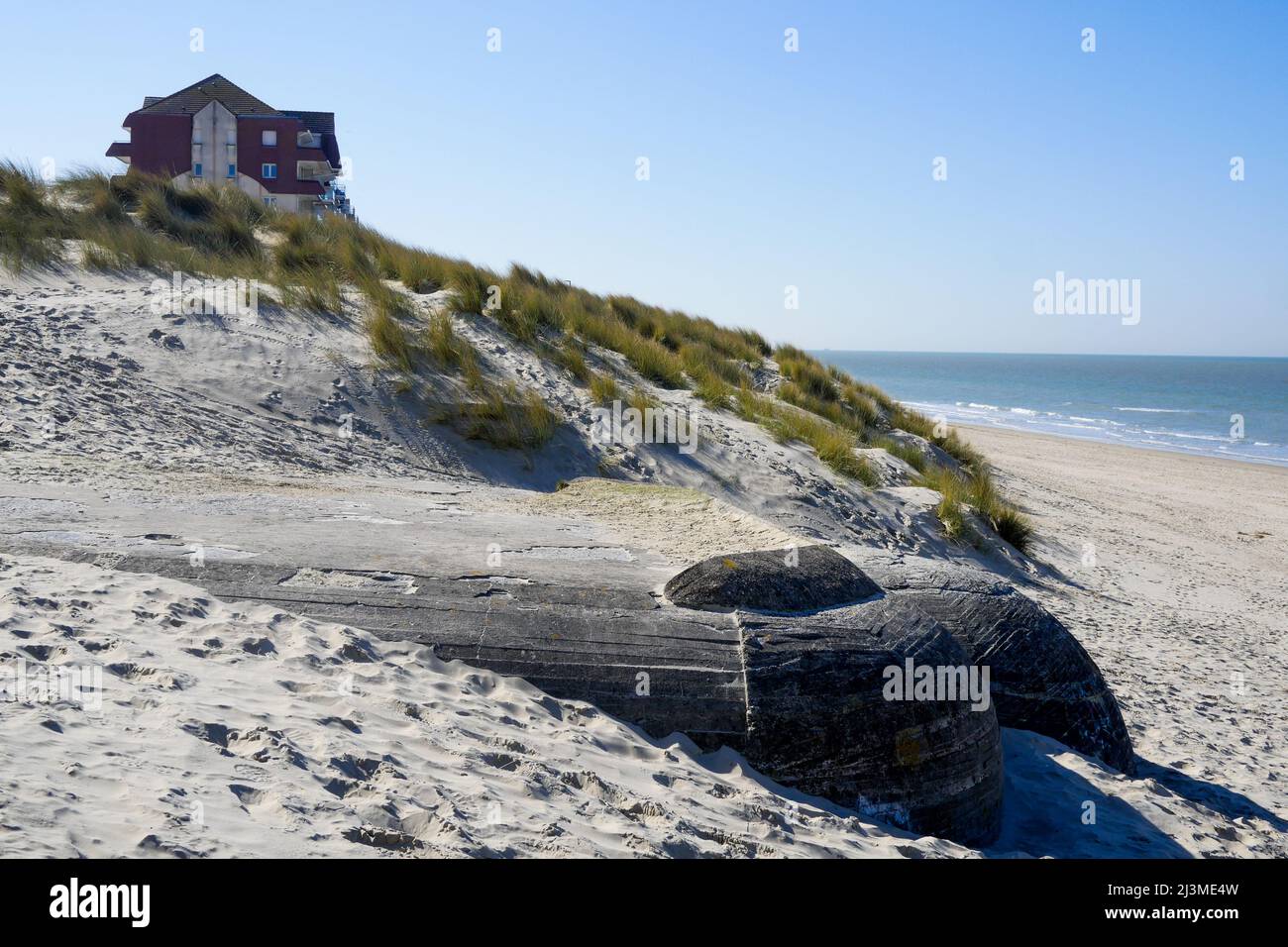 German WWII blockhaus, remains of the Atlantic Wall, Bray-Dunes, Nord ...