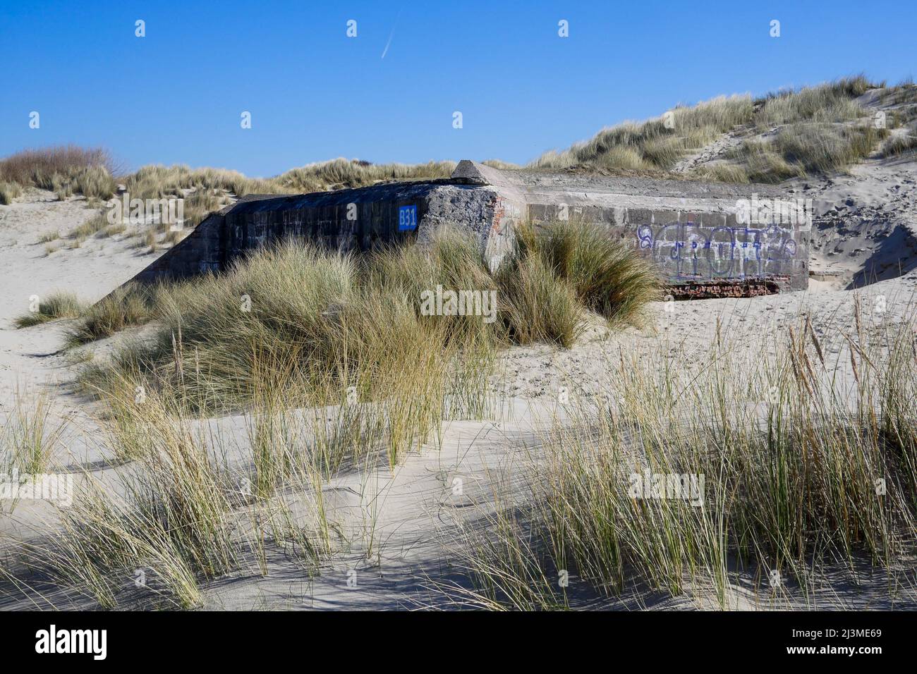 German WWII blockhaus, remains of the Atlantic Wall, Bray-Dunes, Nord ...
