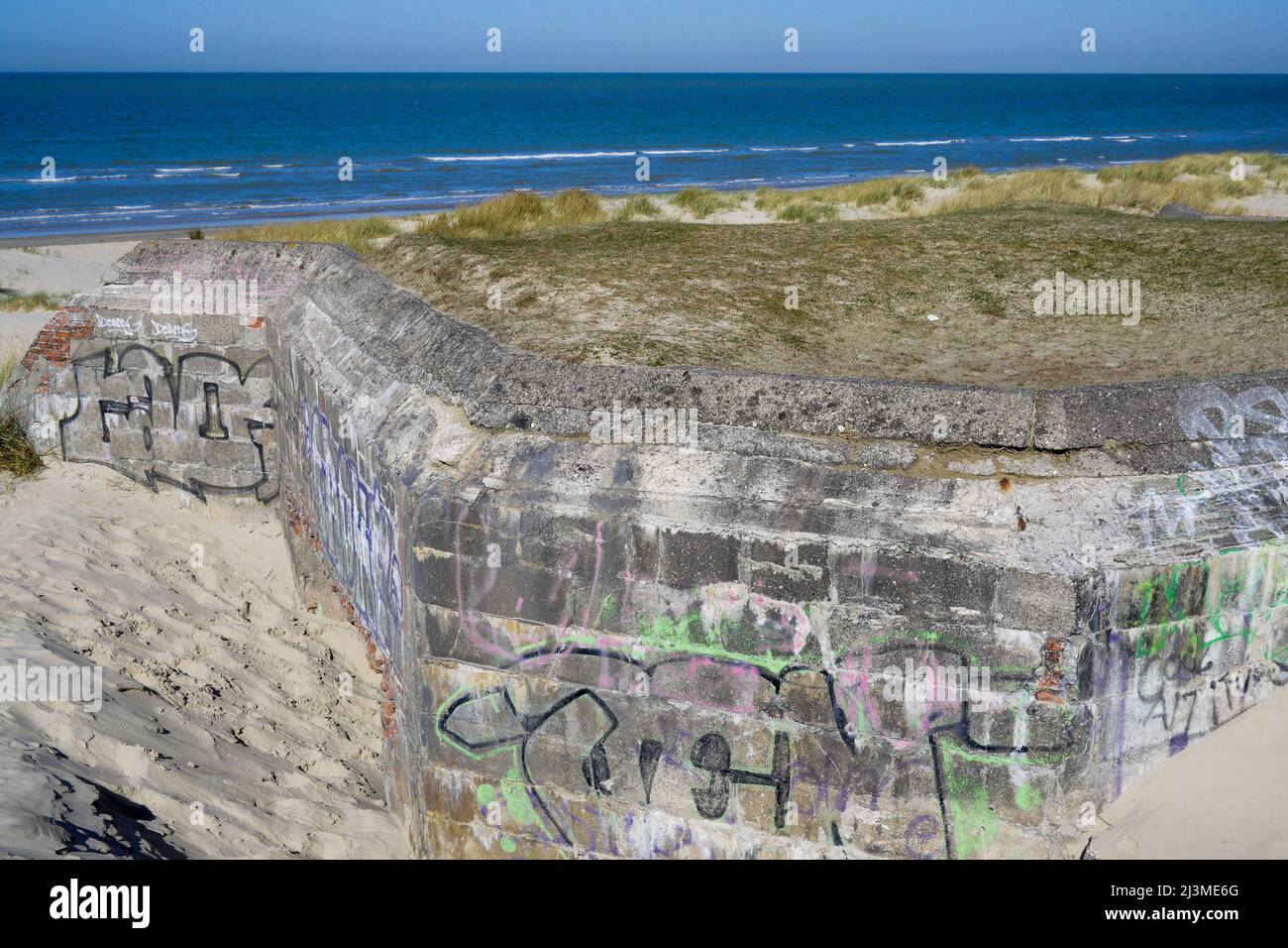 German WWII blockhaus, remains of the Atlantic Wall, Bray-Dunes, Nord ...
