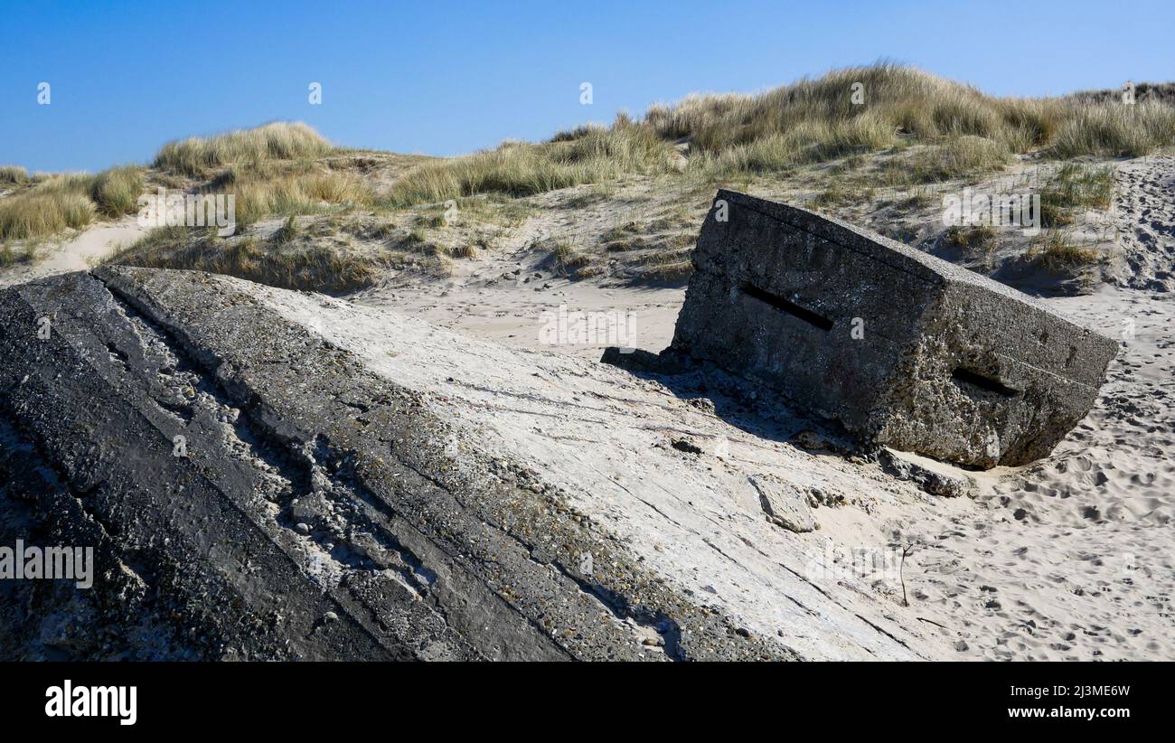 German WWII blockhaus, remains of the Atlantic Wall, Bray-Dunes, Nord ...