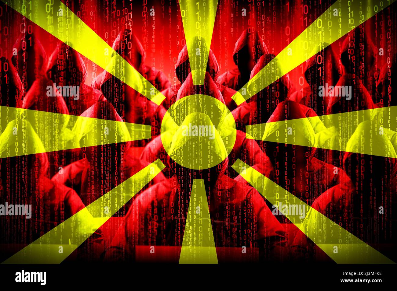 Anonymous Hooded Hackers Flag Of Macedonia Binary Code Cyber Attack