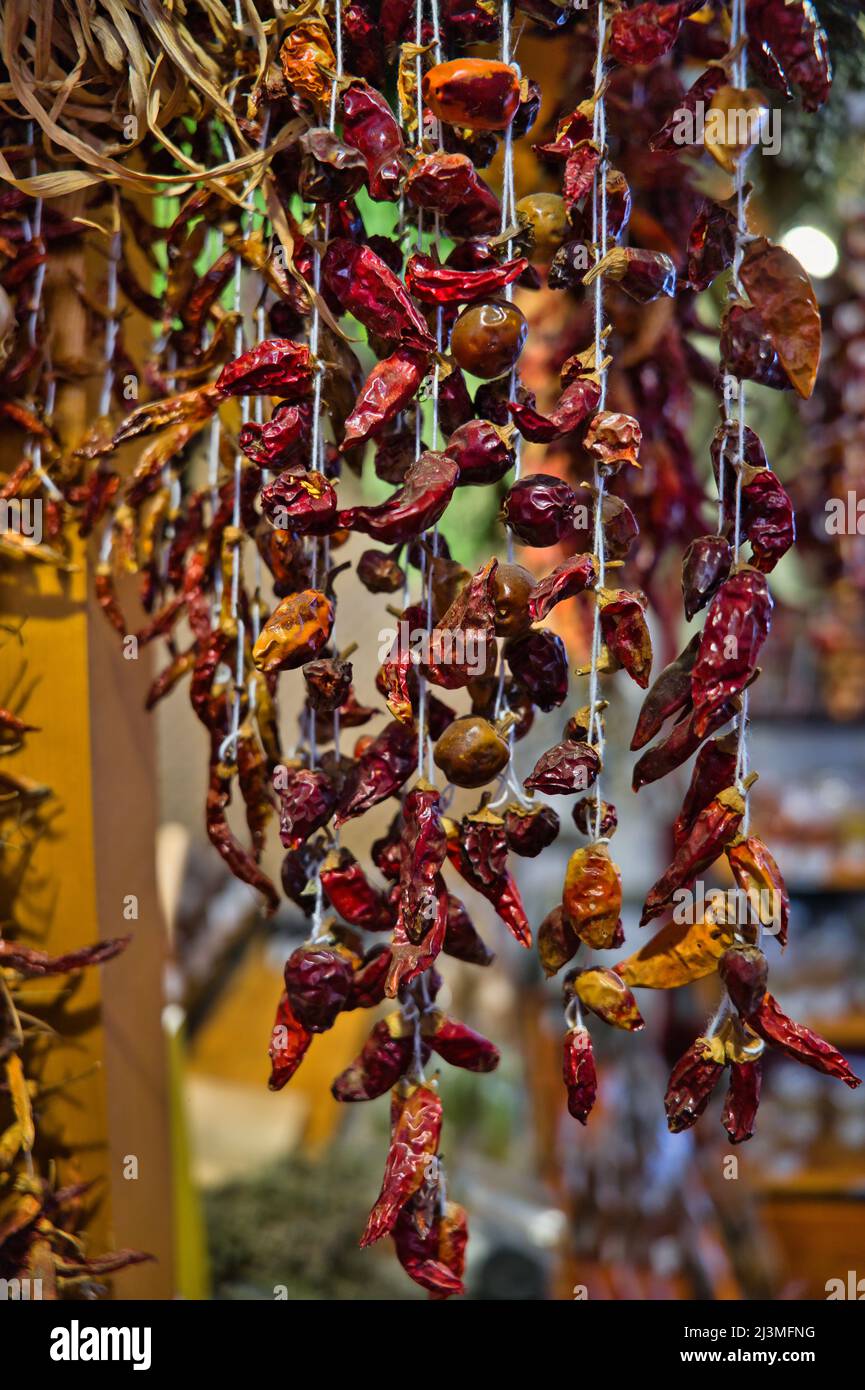 Red chilli peppers display in local market hi-res stock photography and ...