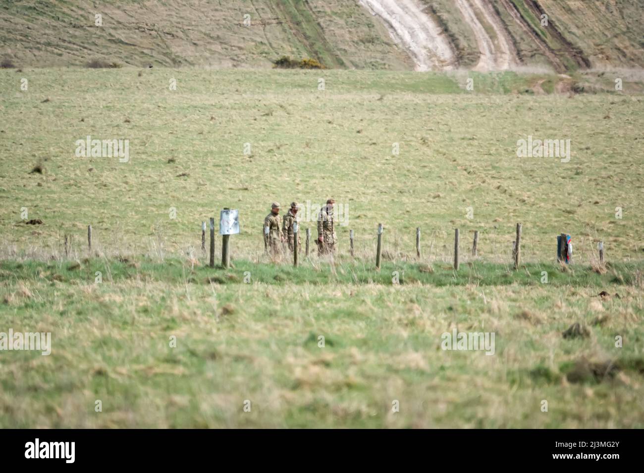 British army soldiers preparing in-ground explosives for a mock battle ...