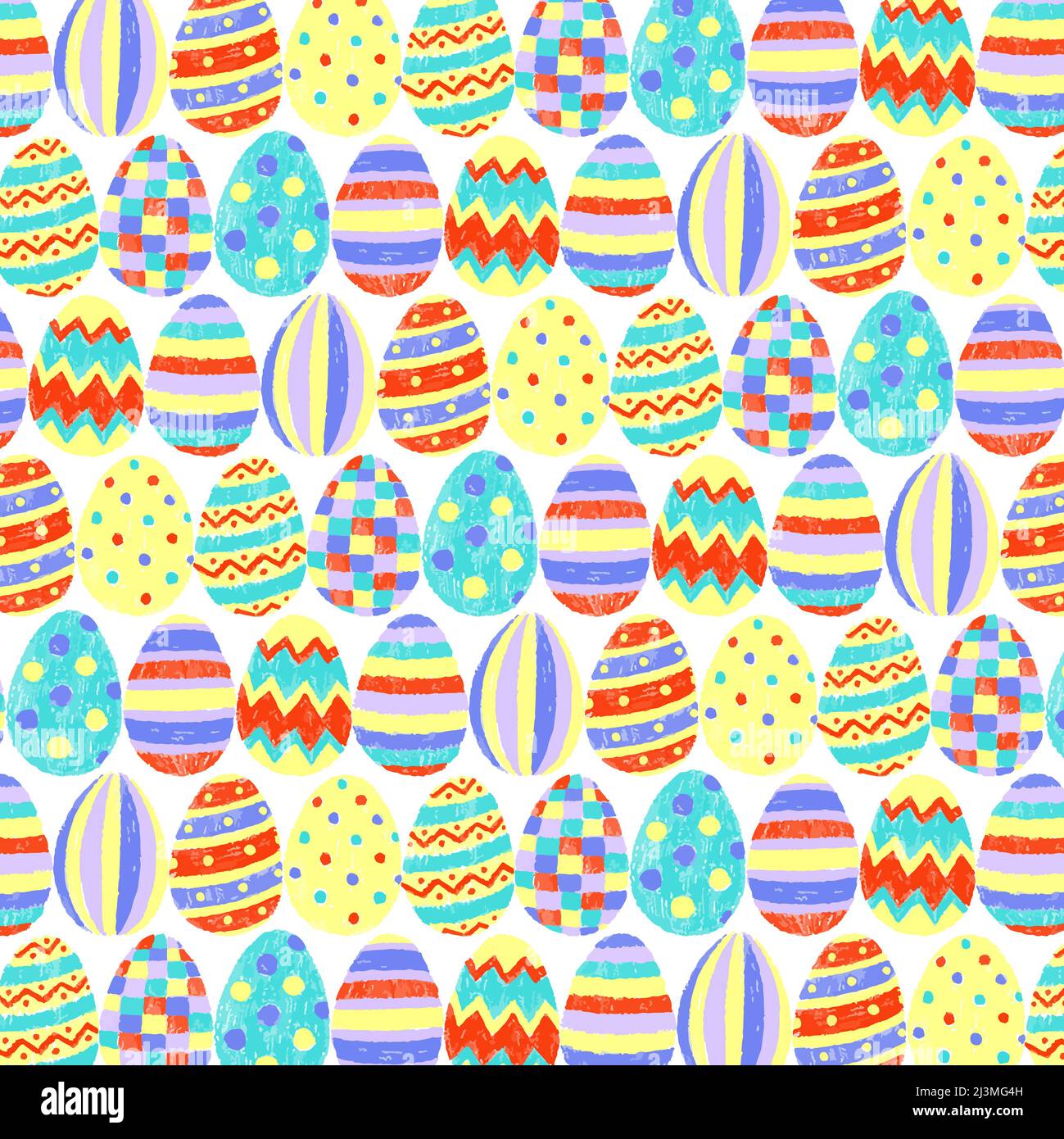 Hand drawn vector illustration of cute colorful easter eggs pattern ...