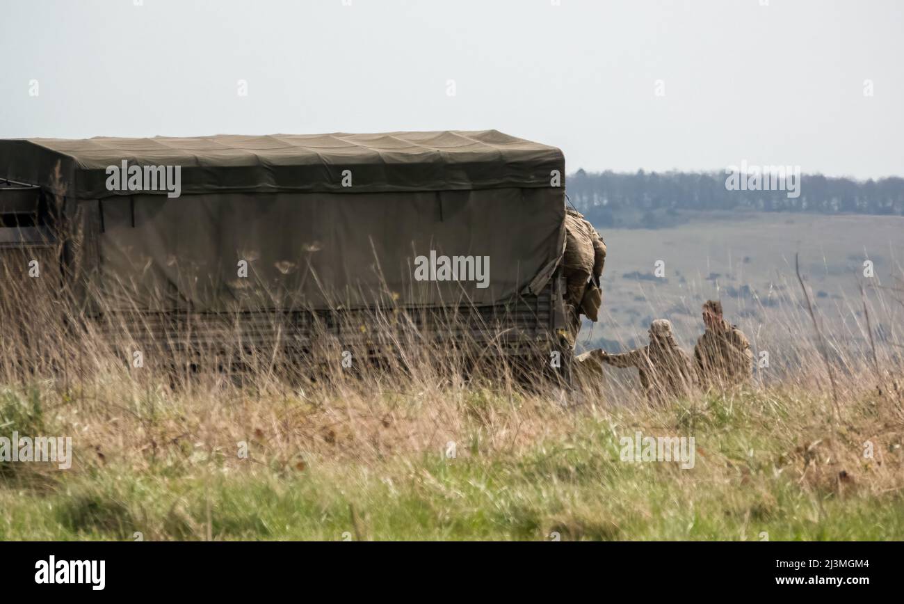British army MAN SV 4x4 logistics lorry in action on a military ...