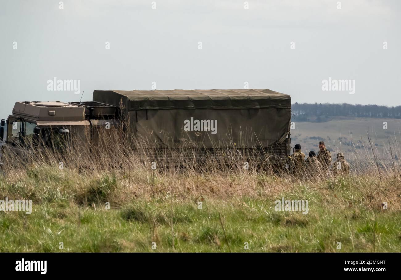 British army MAN SV 4x4 logistics lorry in action on a military ...