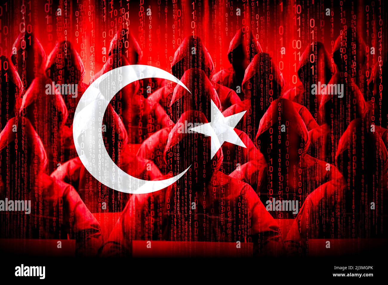 Anonymous Hooded Hackers Flag Of Turkey Binary Code Cyber Attack