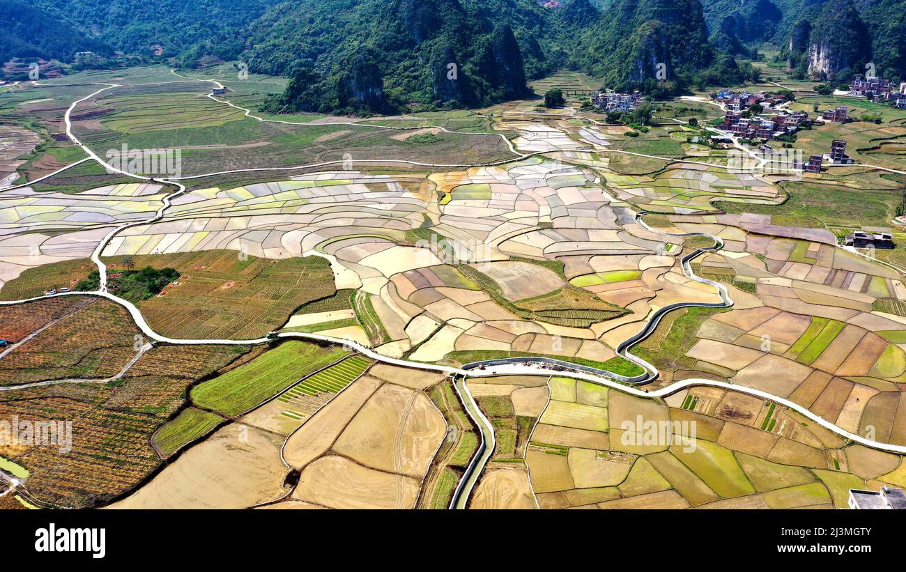 Dahua, China. 8th Apr, 2022. Aerial photo taken on April 8, 2022 shows ...