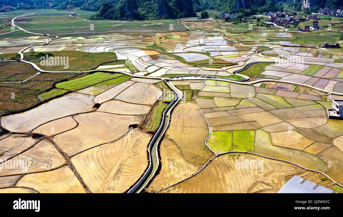 Dahua, China. 8th Apr, 2022. Aerial photo taken on April 8, 2022 shows ...