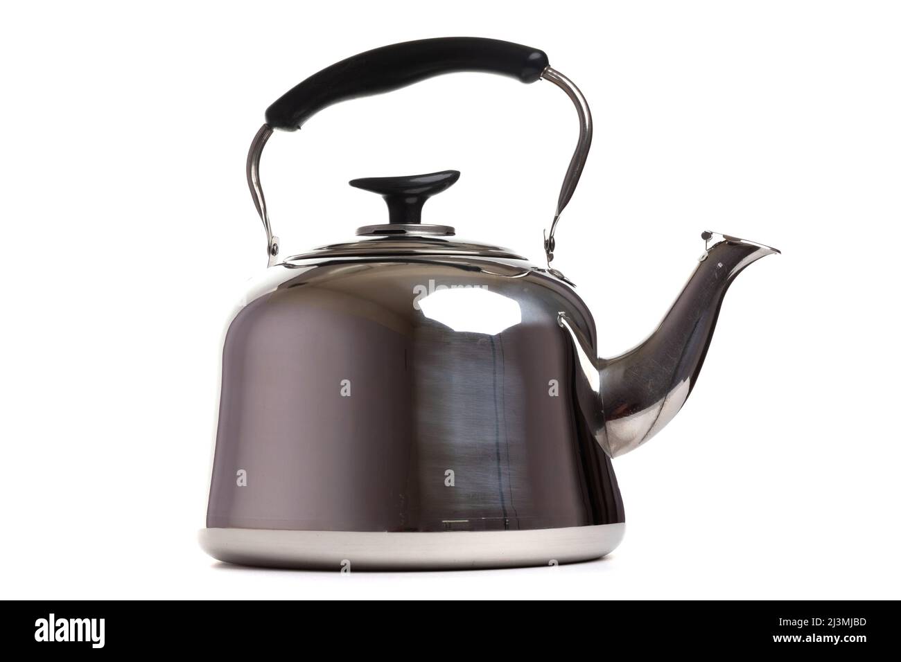 metal teapot with handle on white isolated background Stock Photo - Alamy