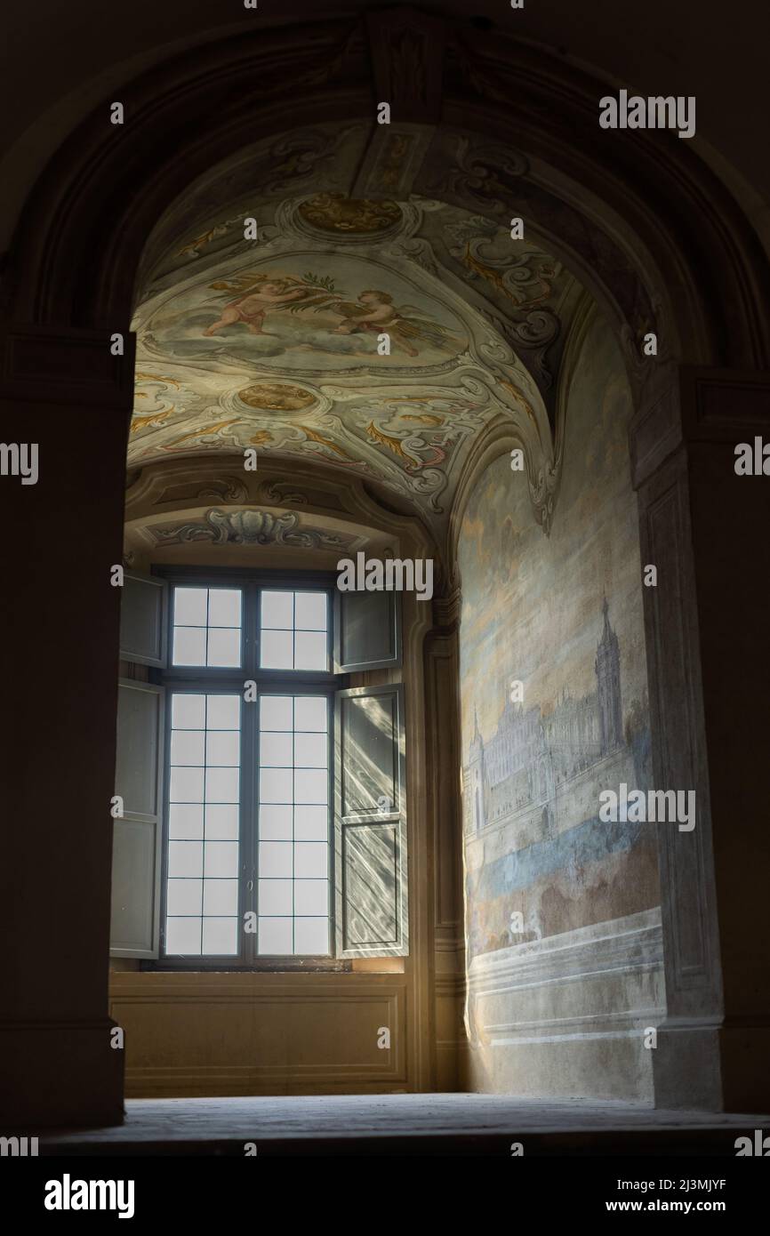 an old vintage wooden window in old house cottage villa european ...