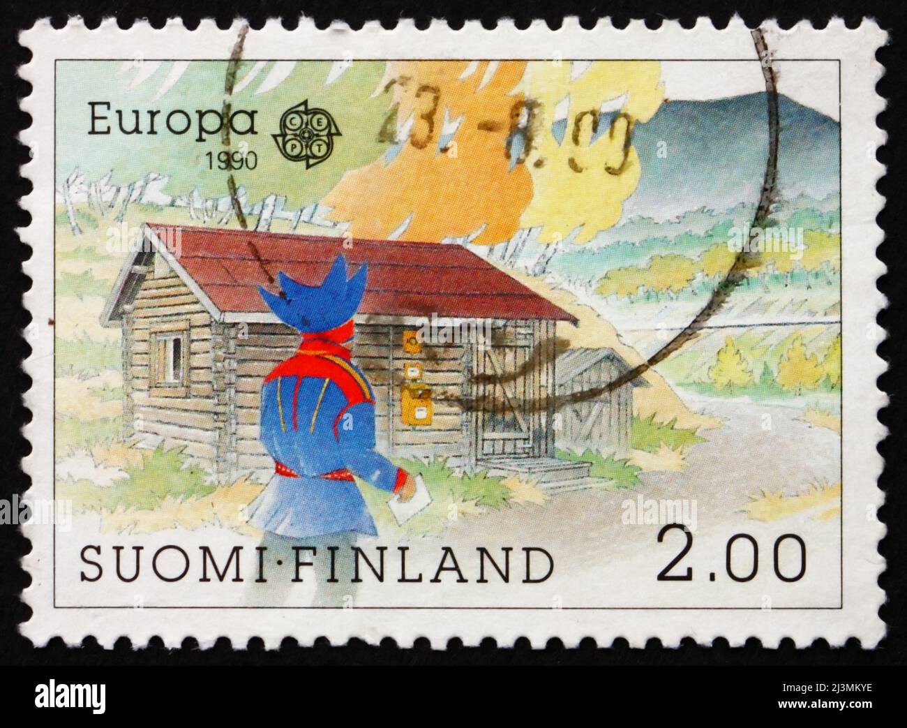 FINLAND - CIRCA 1990: a stamp printed in the Finland shows Lapp Man, P ...