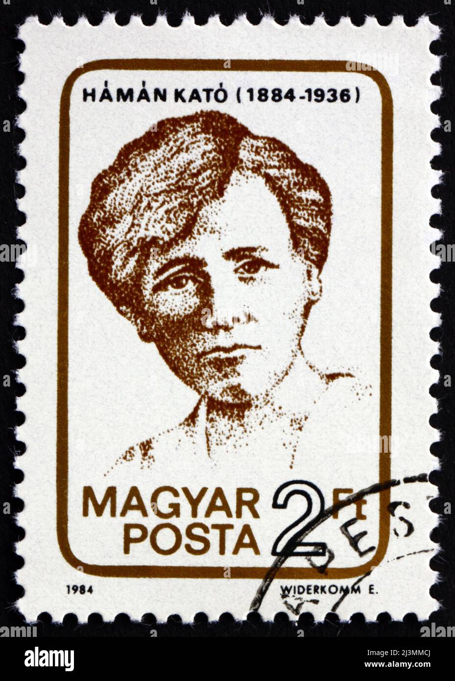 HUNGARY - CIRCA 1984: a stamp printed in the Hungary shows Kato Haman ...