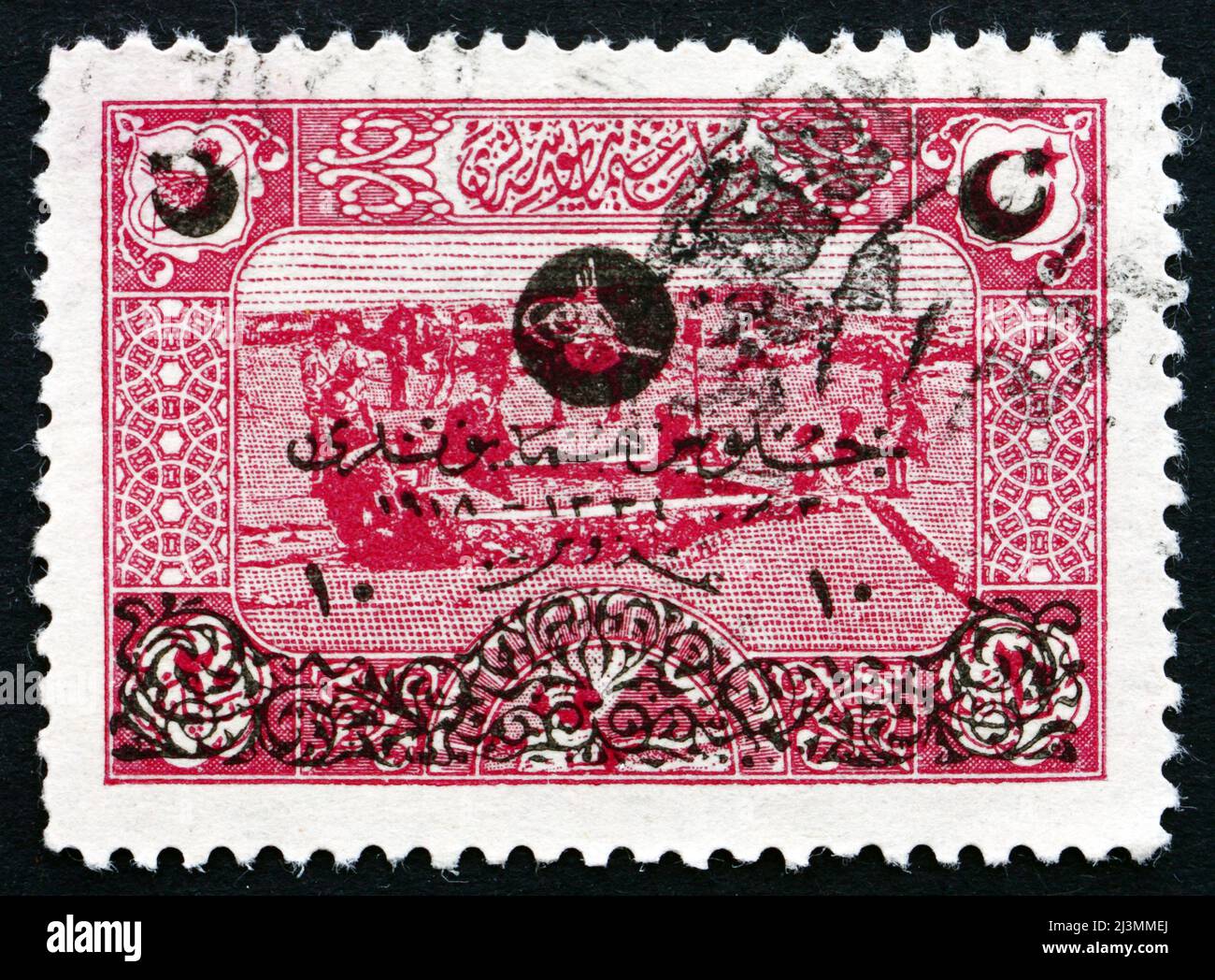 TURKEY - CIRCA 1919: a stamp printed in the Turkey shows Fountain in ...