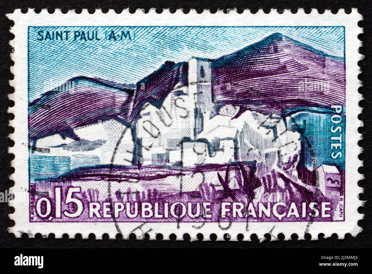 FRANCE - CIRCA 1961: a stamp printed in the France shows View of Saint ...