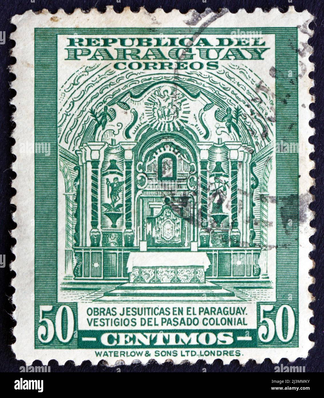 PARAGUAY - CIRCA 1946: a stamp printed in Paraguay shows Colonial ...