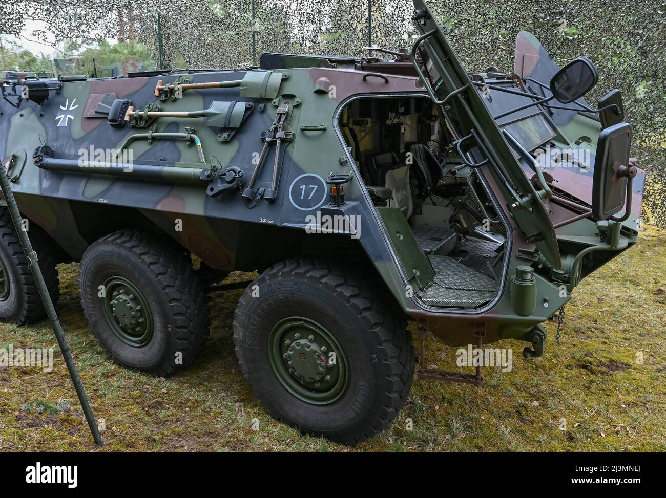 06 April 2022, Brandenburg, Strausberg: A Fuchs armored reconnaissance ...