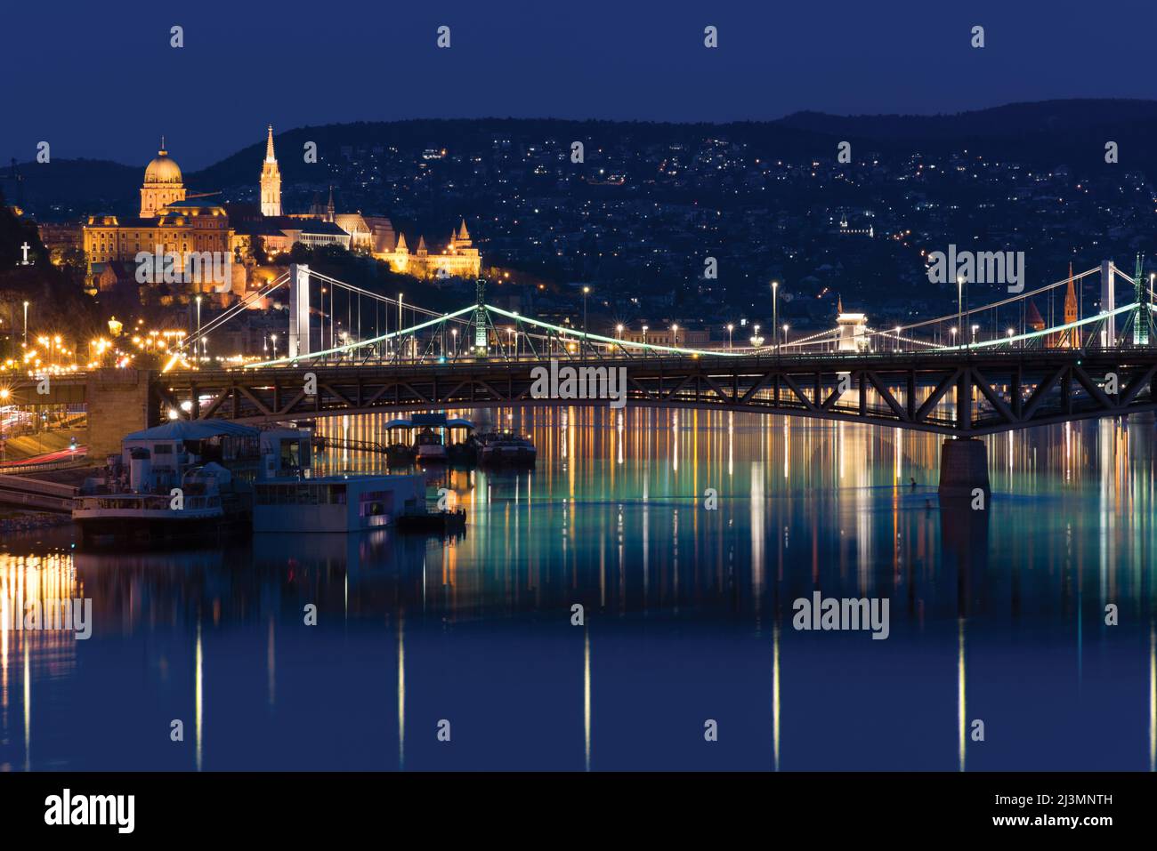 Budapest night view featuring Royal Palace Stock Photo - Alamy