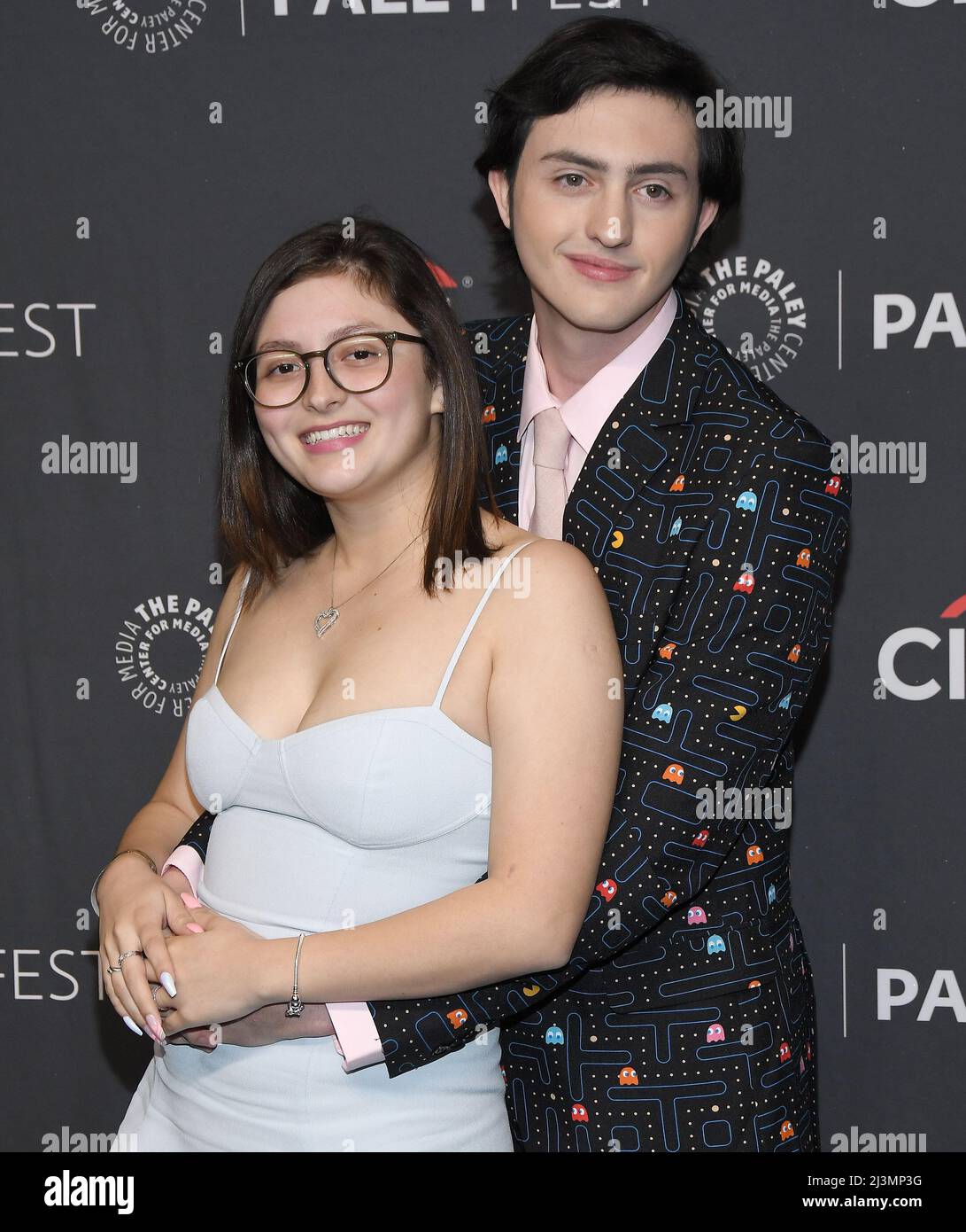 (L-R) Melissa Rivera and Gianni DeCenzo at PaleyFest LA - COBRA KAI held at the Dolby Theatre in ...