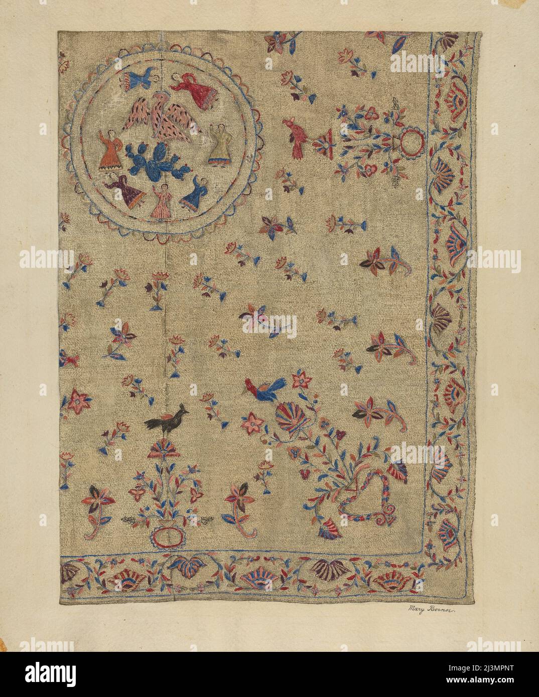 Crewel embroidery bedspread hi-res stock photography and images - Alamy