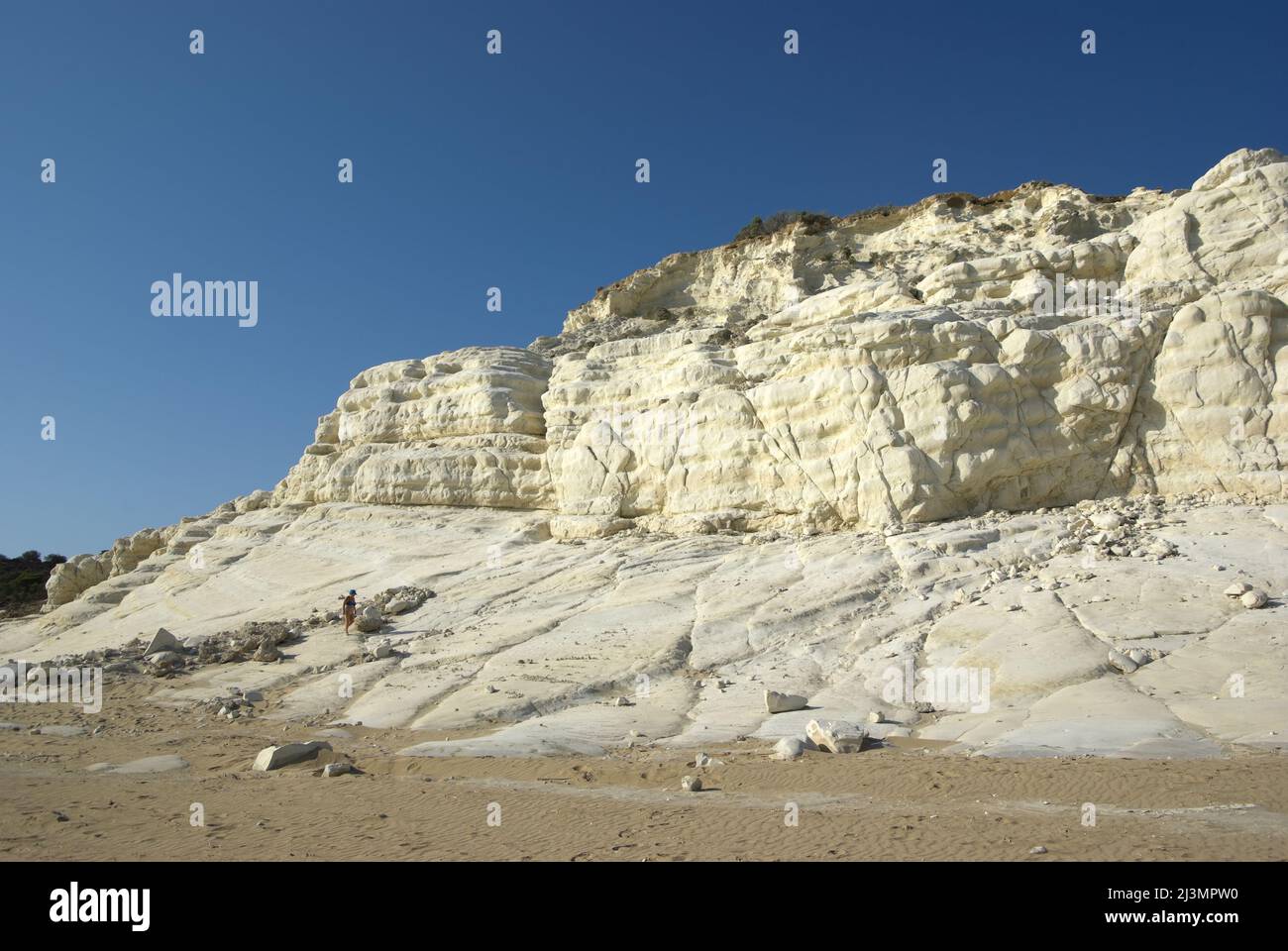 Realmonte, Italy - August 25, 2008: cliff of marl, a sedimentary rock ...