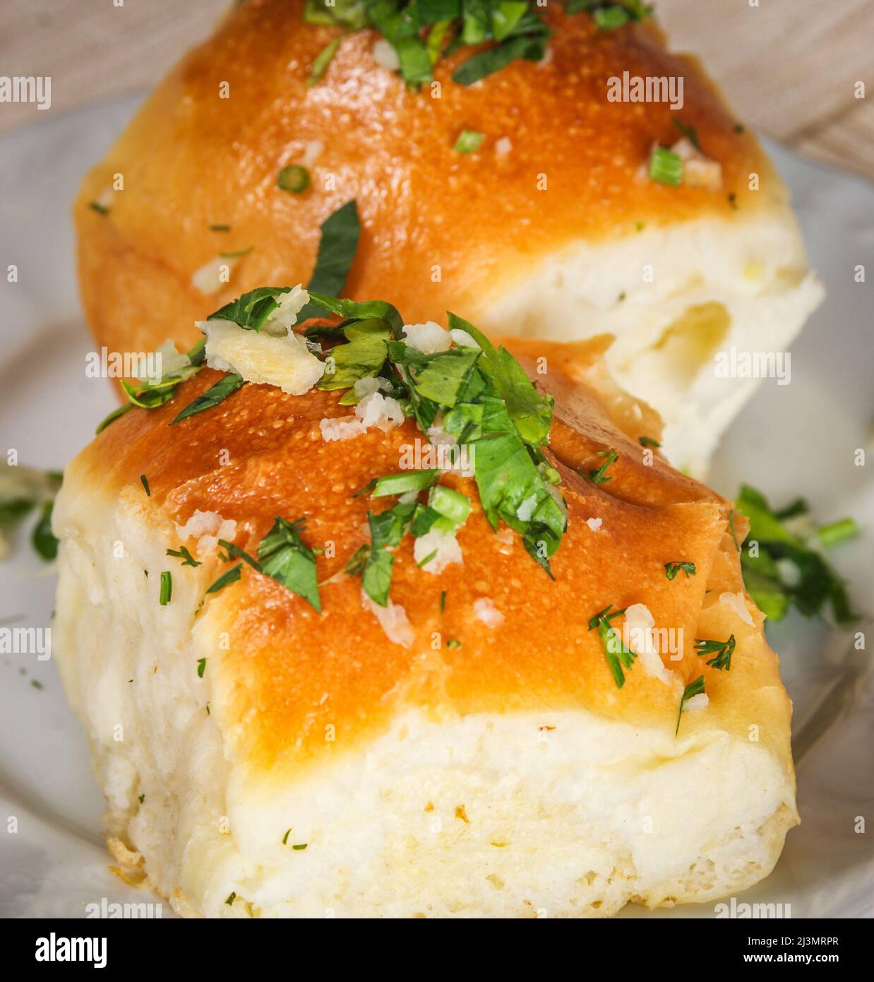 Bun with garlic Stock Photo - Alamy