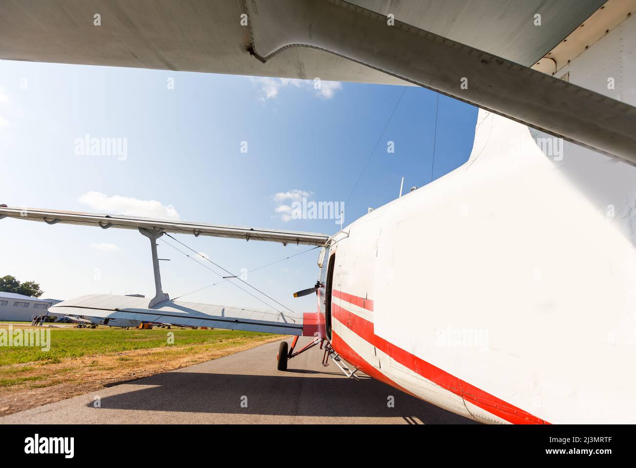 light aircraft returning to land after dropping Stock Photo - Alamy